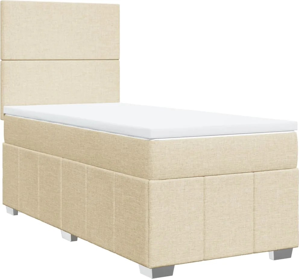 Box spring postel s matrací krémová 90x200 cm textil 3293849