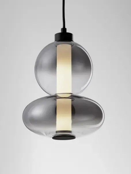 LED stmívatelný černo-šedý moderní lustr Bally