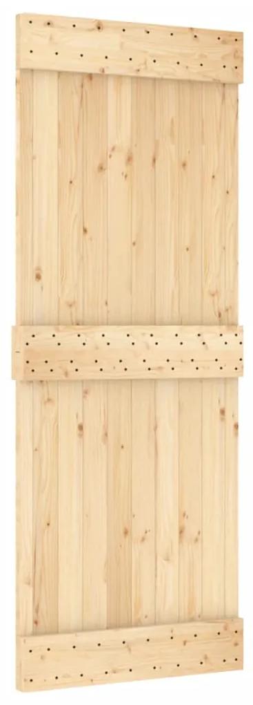 Posuvné dveře s kováním 80 x 210 cm masivní borové dřevo,  3203180