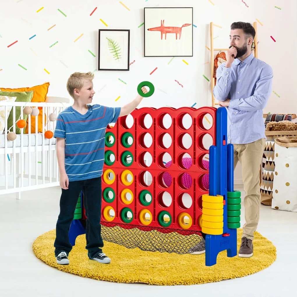 Costway Jumbo sada 4 v řadě 119 cm velká hra pro děti čtyř v řadě, modrý
