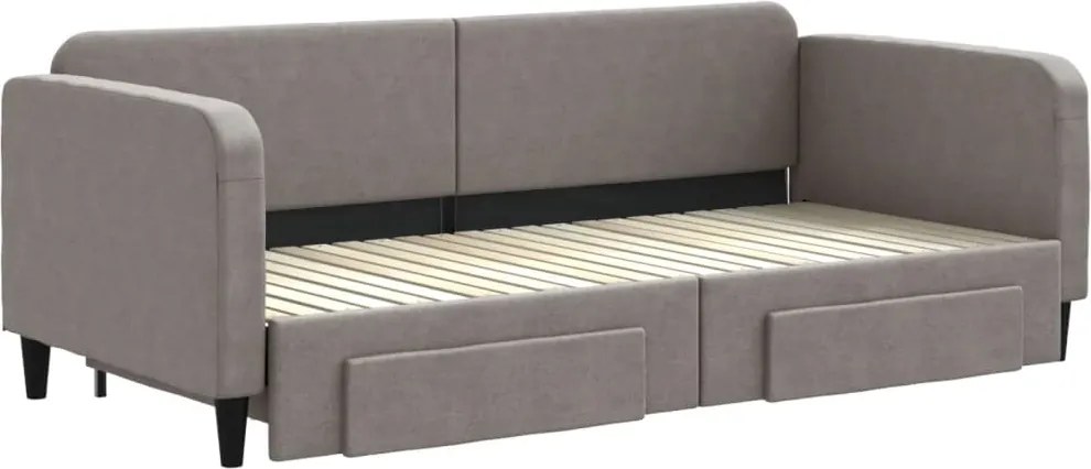 Válenda s přistýlkou a zásuvkami taupe 90 x 200 cm textil 3196855