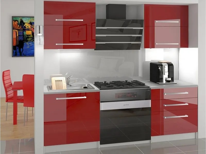 Moderní kuchyně Daisy červená lesklá 120 cm