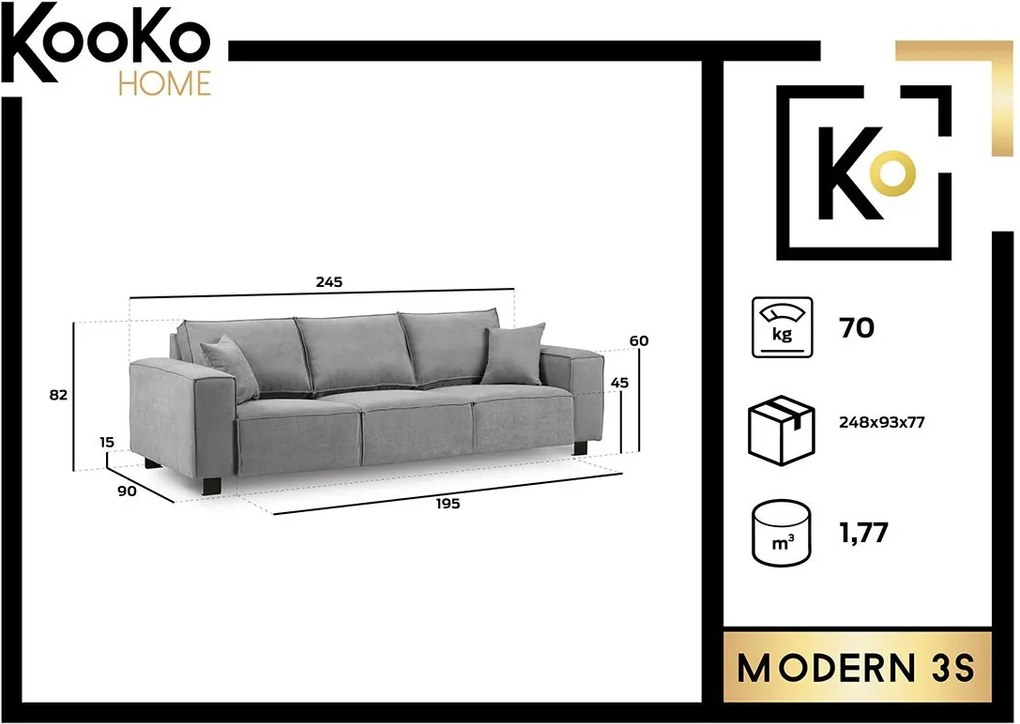 KOOKO HOME Třímístná pohovka Modern