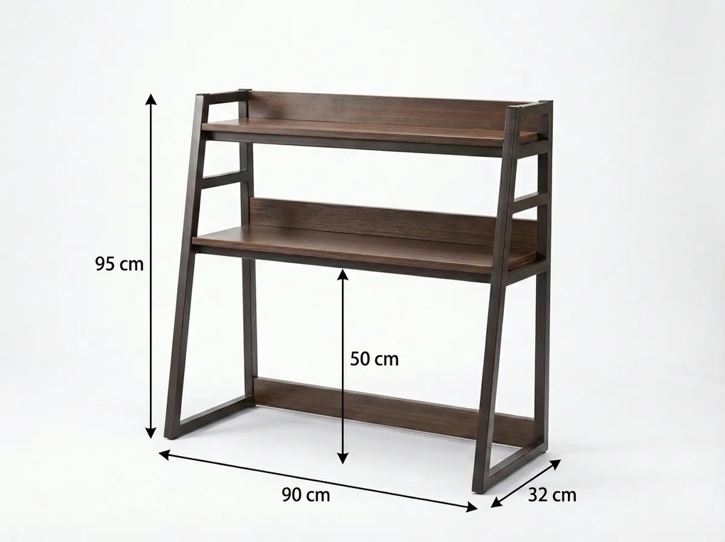 Police na stůl VERTEX 90x95 cm, černá / dekor ořech