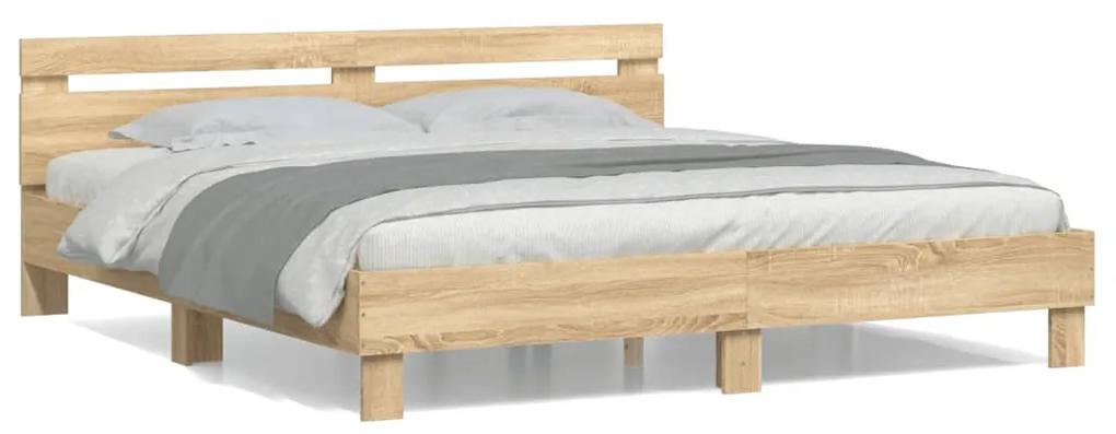 Rám postele s čelem dub sonoma 180 x 200 cm kompozitní dřevo,  3207401