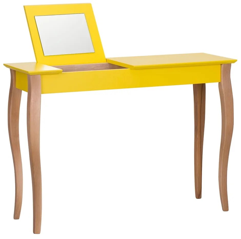 Žlutý toaletní stolek se zrcadlem Ragaba Dressing Table, délka 105 cm