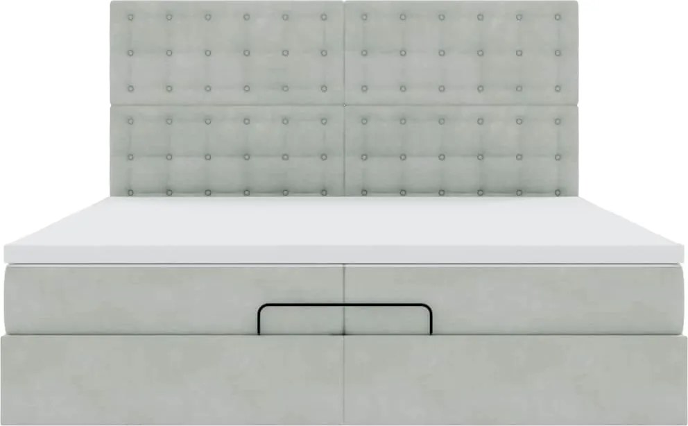 Osmanský rám postele s matracíes světle šedá 200x200cm samet 3313637
