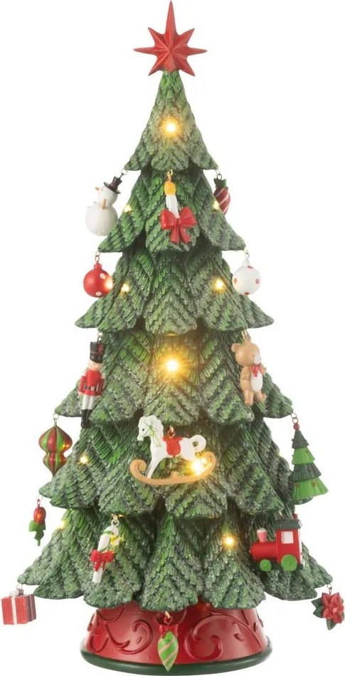 Červeno-zelený strom s ozdobami a Led světýlky Xmas Tree - Ø 25*52 cm