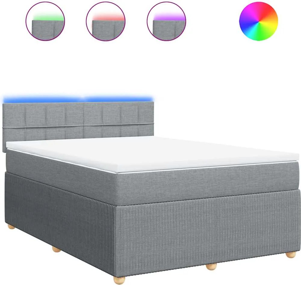 Box spring postel s matrací světle šedá 160 x 200 cm textil 3289807