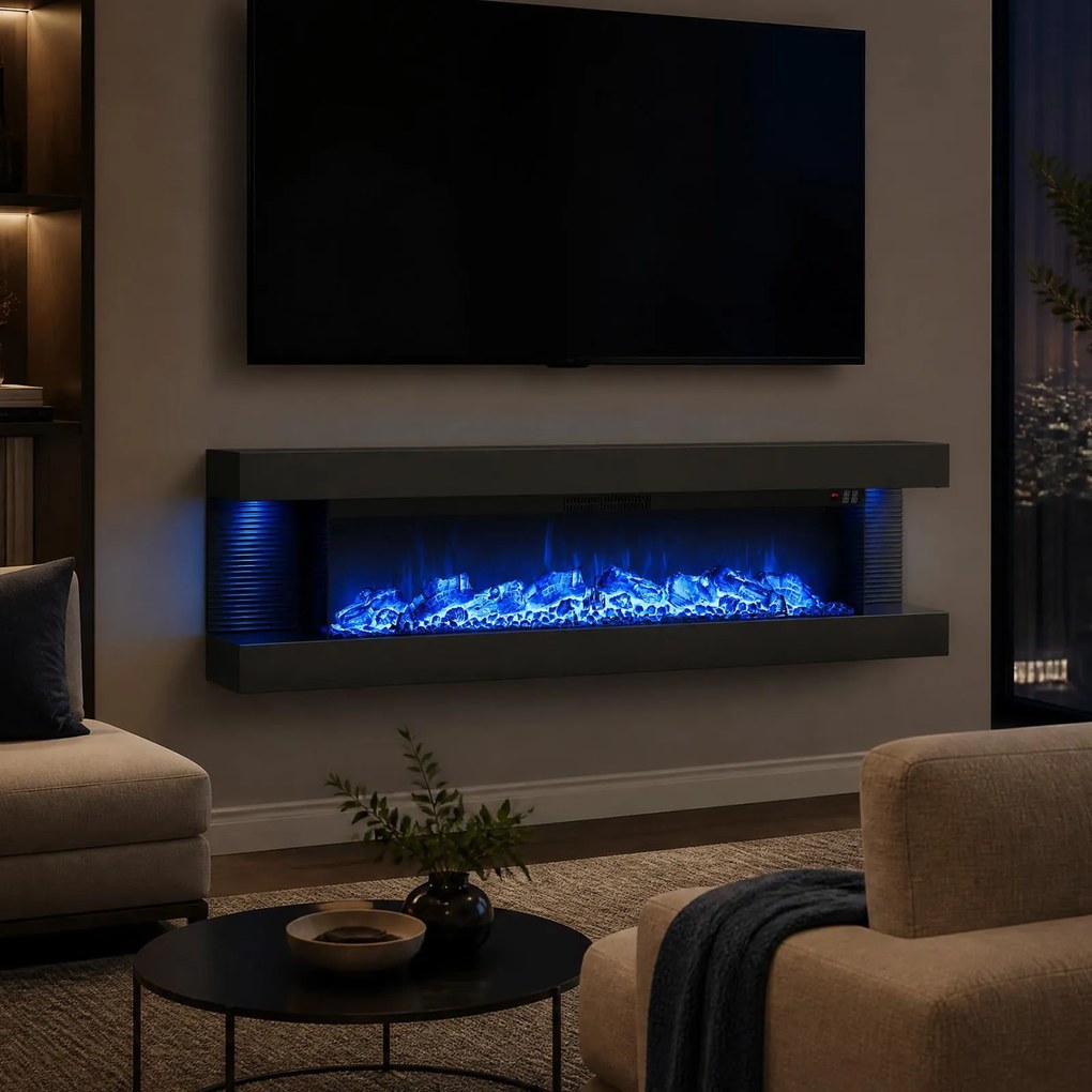 Costway Třístranný elektrický krb 152 cm s LED, 750/1500 W, černý