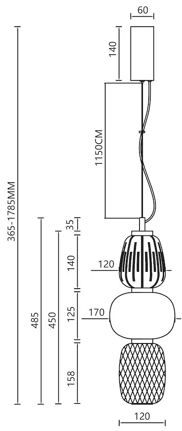 Závěsné svítidlo Caro, 3x bílé/transparentní skleněné stínítko, g