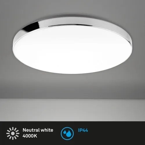 Stropní LED svítidlo BRILONER průměr 35,5cm 18W IP44 bílé-chrom 3351216