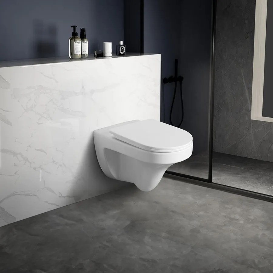Aqualine Denica závěsná WC mísa 36 x 52 cm Vortex Rimless bílá keramika PS8512