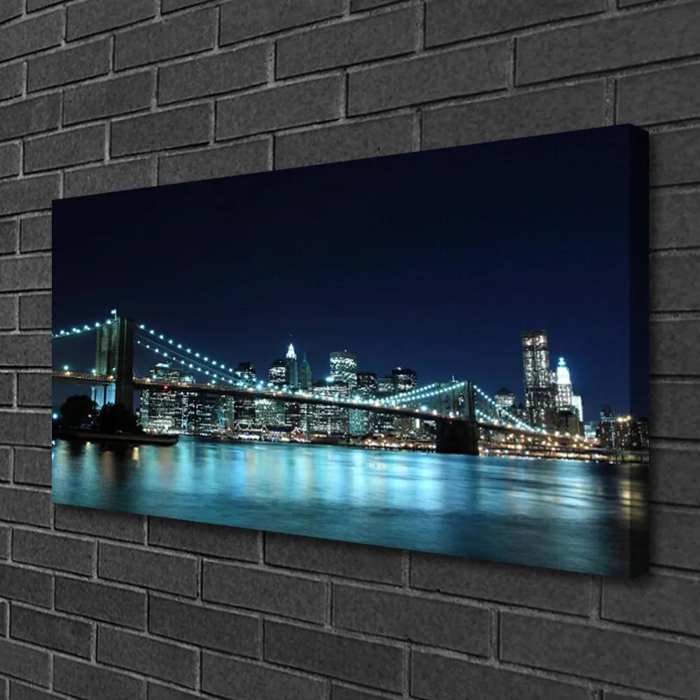Obraz na plátně Most Město Architektura Noc 100x50 cm