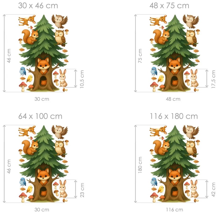 Dětský barevný strom samolepka na zeď arch 116 x 180 cm