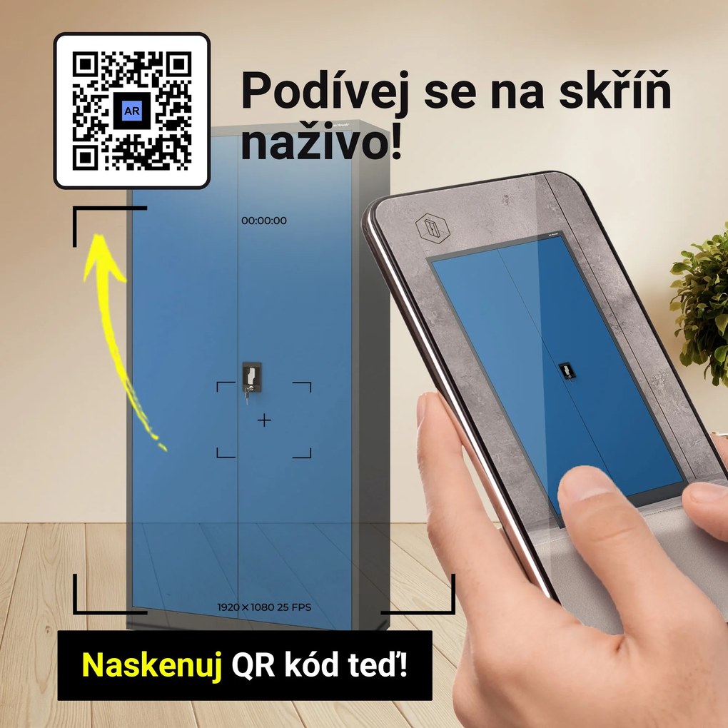 Kancelářská skříň na dokumenty se 4 policemi, antracitovo-modrá, 900x1850x400 mm: JAN