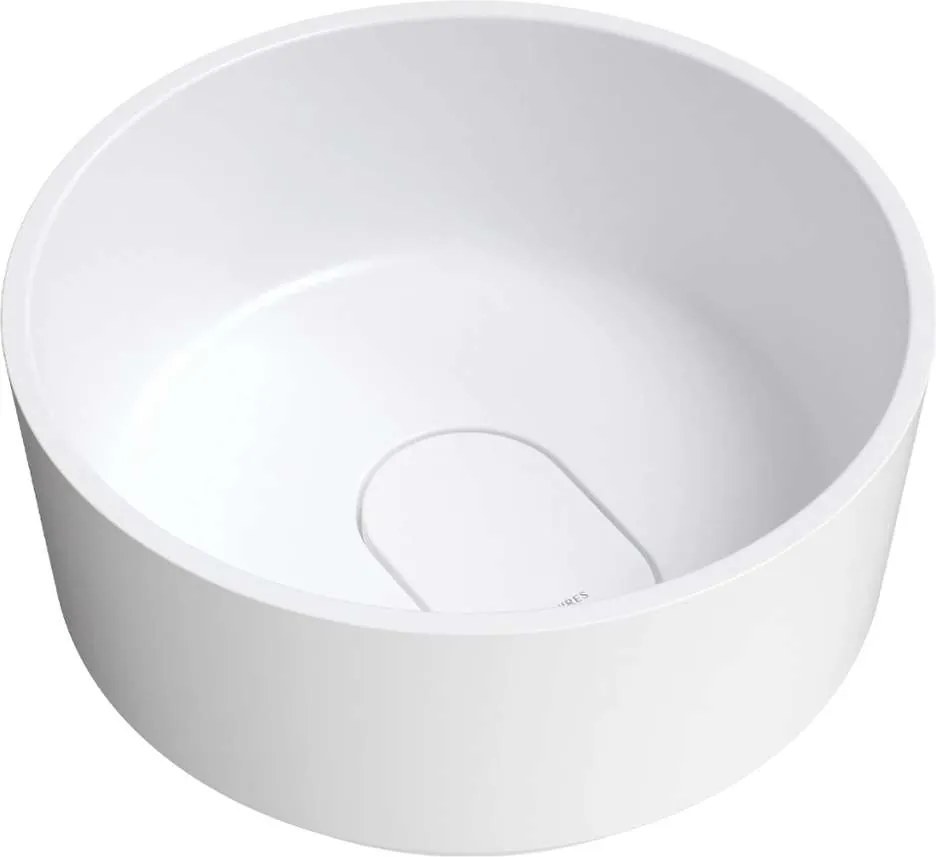 OMNIRES Cadence M+ - Umyvadlo na desku, průměr 42 cm, bez přepadu, bez otvoru pro baterii, matná bílá CADENCER420BM