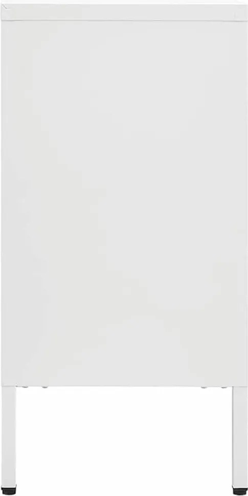 Příborník bílý 105 x 35 x 70 cm ocel a tvrzené sklo 336077