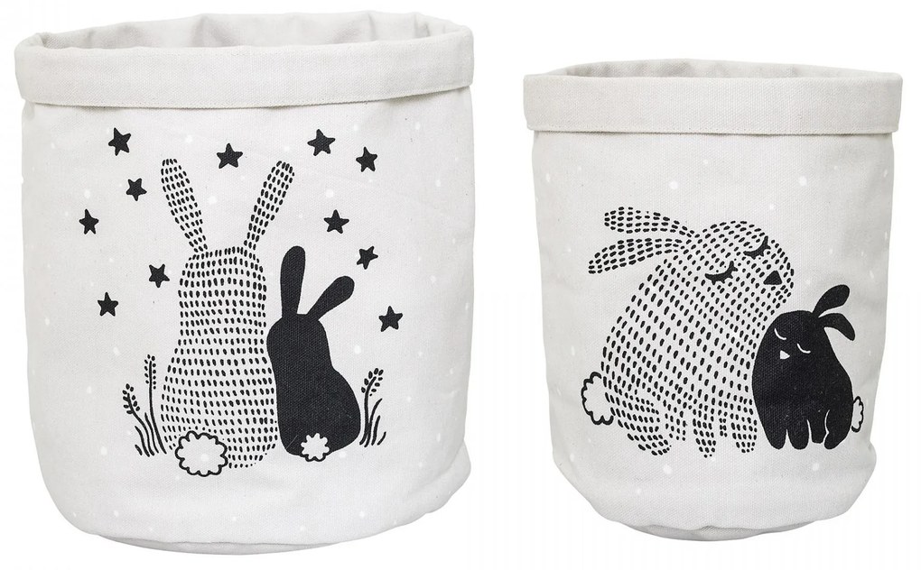 Bloomingville Textilní košík Bunnies Menší, béžová barva, černá barva, textil