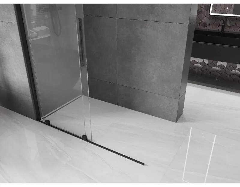 Mexen Velar, posuvné dveře do otvoru typ Walk-In 150 cm, 8mm čiré sklo, černá matná, 871-150-000-03-70