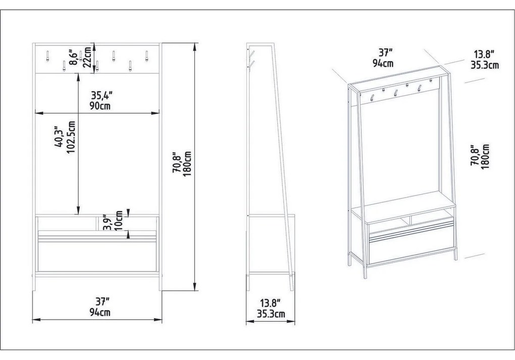 Věšák s botníkem Devin Walnut and Black