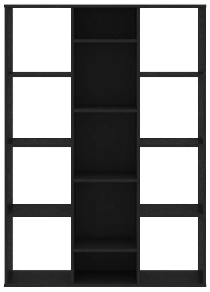Knihovna/dělící stěna černá 100 x 24 x 140 cm dřevotříska