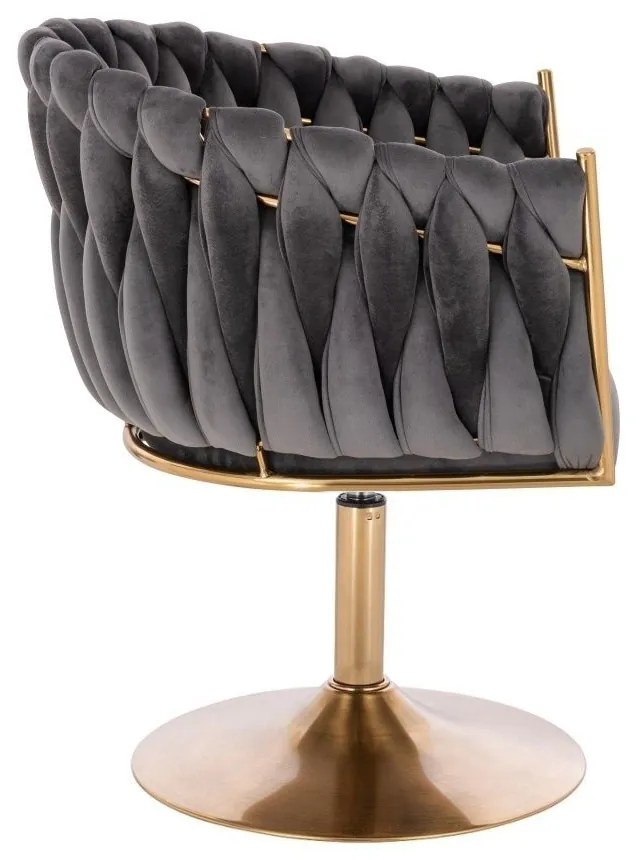 LuxuryForm DESIGN Otočná židle NORDEN VELUR na zlatém talíři - tmavě šedá
