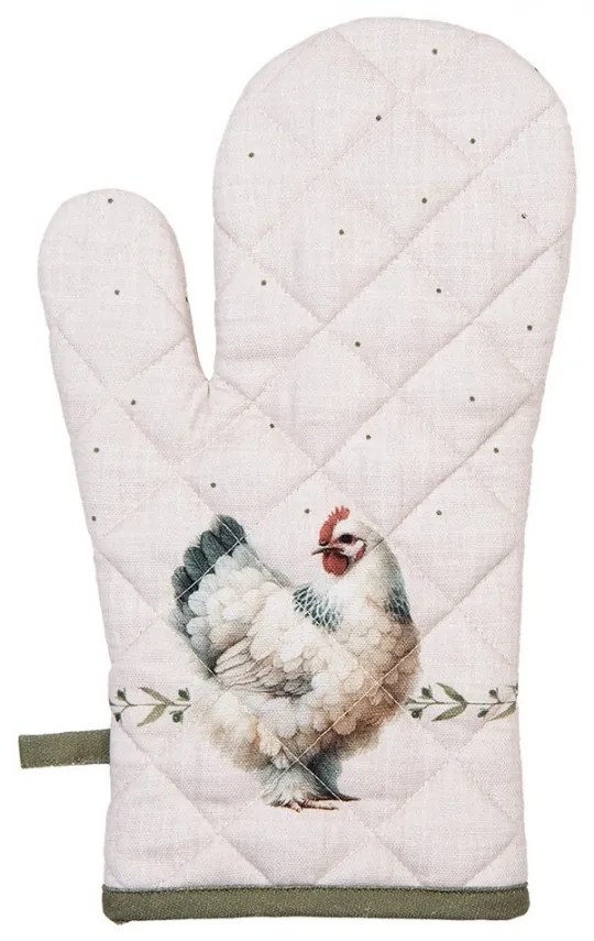 Béžová chňapka - rukavice se slepičkami Barnyard Chicken - 18*30 cm
