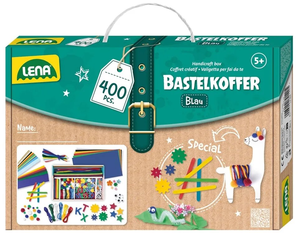 Lena Kreativní kufřík pro malé kutily, modrý 400 ks