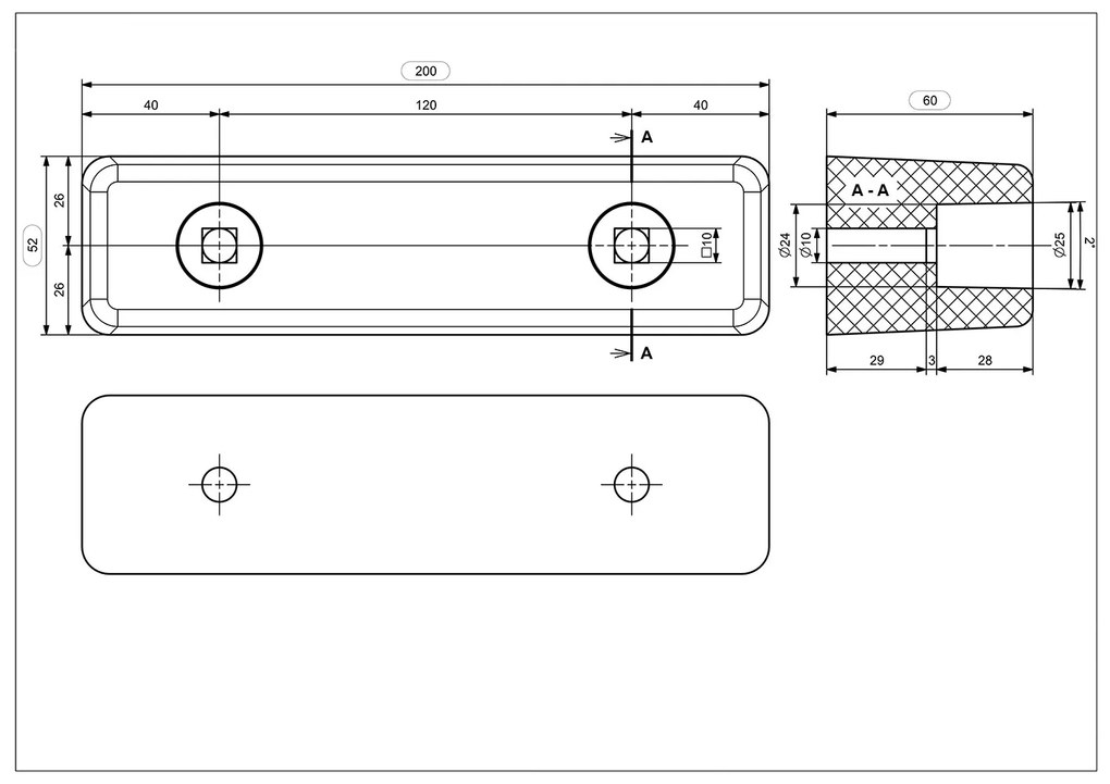 VMBal Gumový doraz na kamion 200 x 52 x 60 mm
