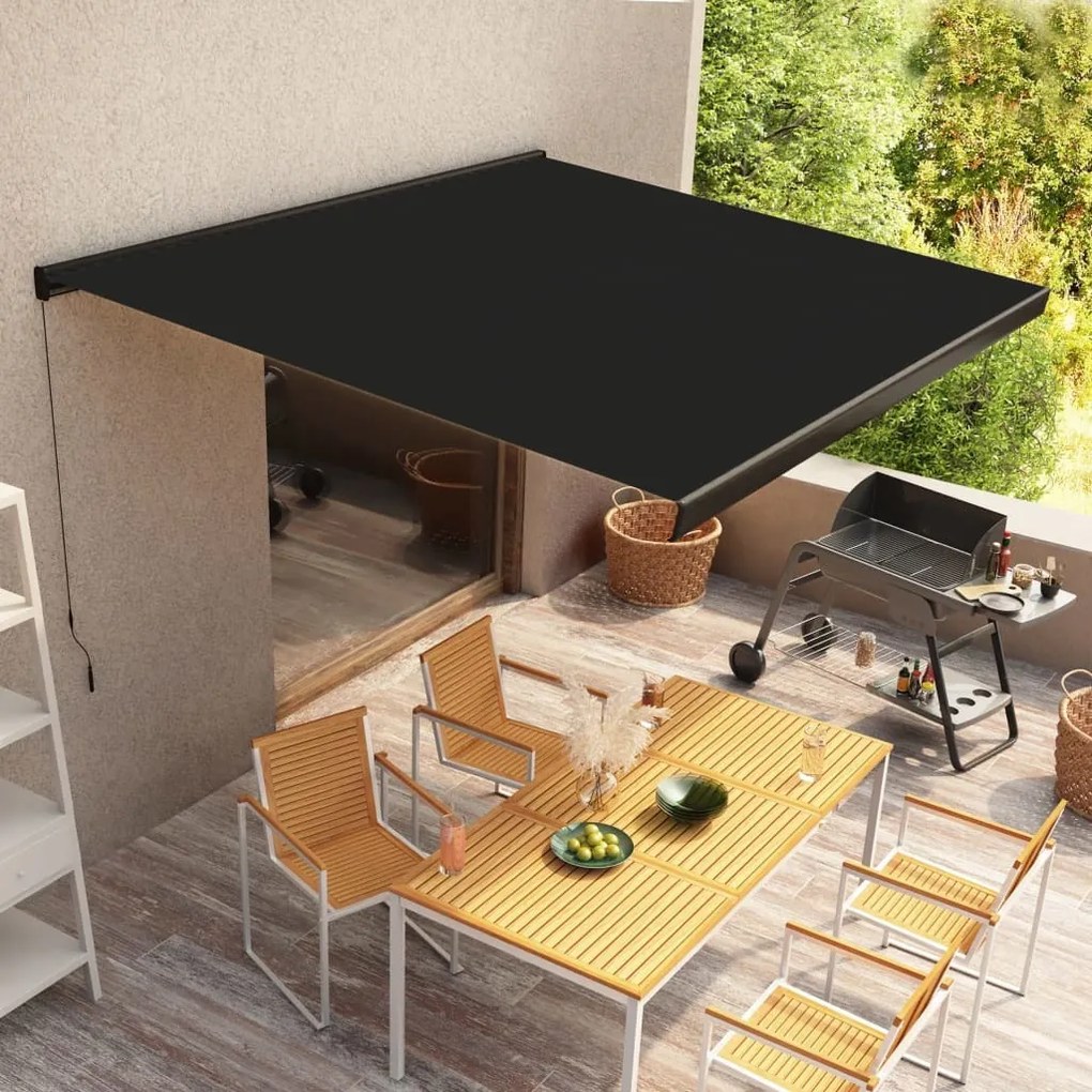 vidaXL Kazetová markýza na ruční ovládání 350 cm [3052671] Barva: Krémová (bílý rám)
