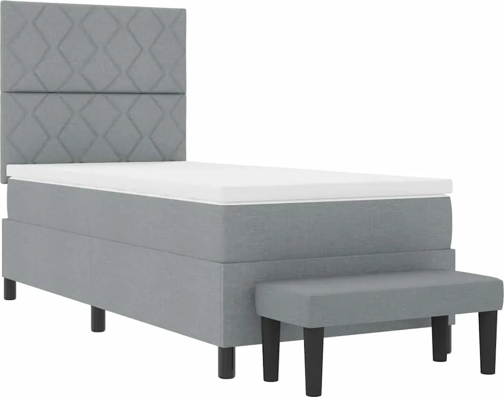 Postel s boxspringem s čelo Světle šedá 100 x 200 cm textil 3344121