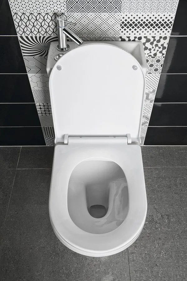 Aqualine Aqualine, HYGIE WC kombi s umyvadélkem, zadní/spodní odpad, bílá, PB104W
