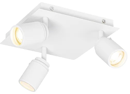 Moderní koupelnové bodové svítidlo bílé čtvercové 3-světlo IP44 - Ducha