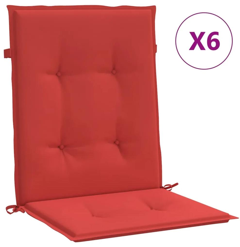 vidaXL Podušky na židli nízké opěradlo 6 ks červené 100x50x3 cm oxford