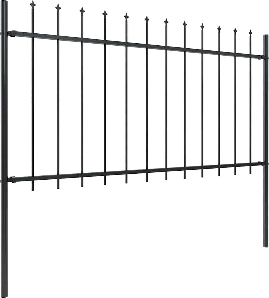 Zahradní plot s kopím nahoře ocelový 1005 x 100 cm černý 277616