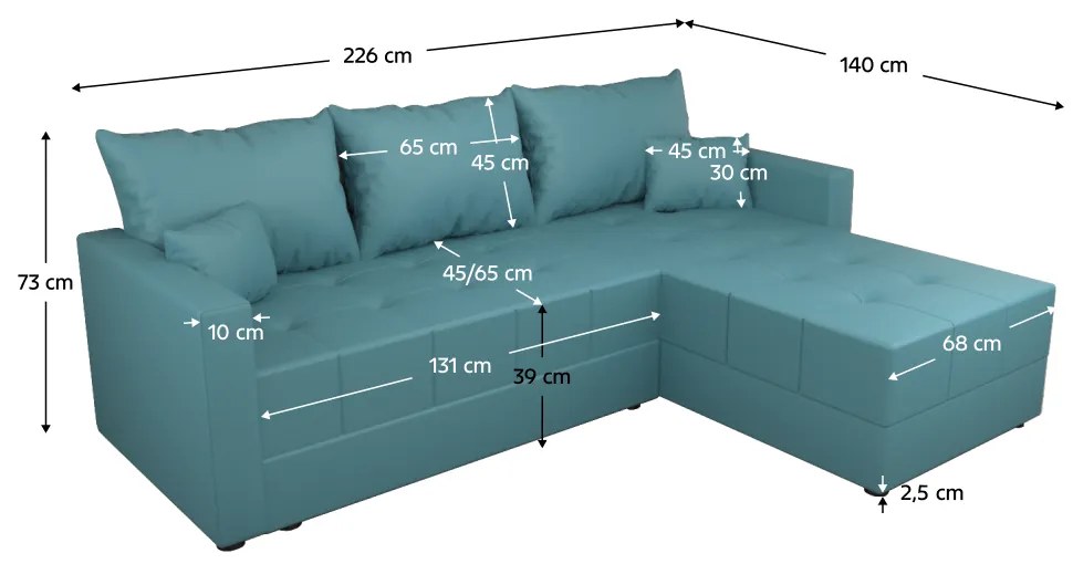Kondela Univerzální sedací souprava, petrolejová, DUAN ROH