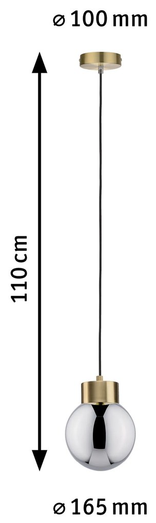 Paulmann 79743 Linja, závěsné svítidlo z kouřového skla a mosazi, 1x20W E27, prům. 16,5cm