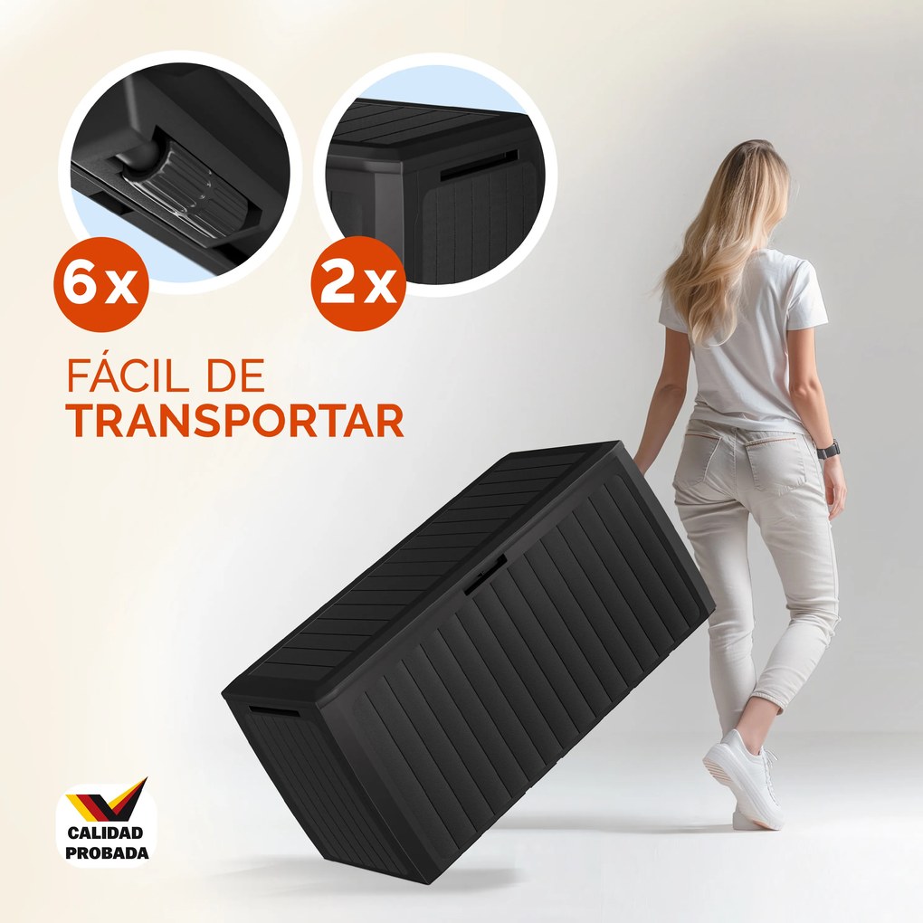 Zahradní úložný box 290L antracitová Board Plus s kolečky odolné vůči počasí