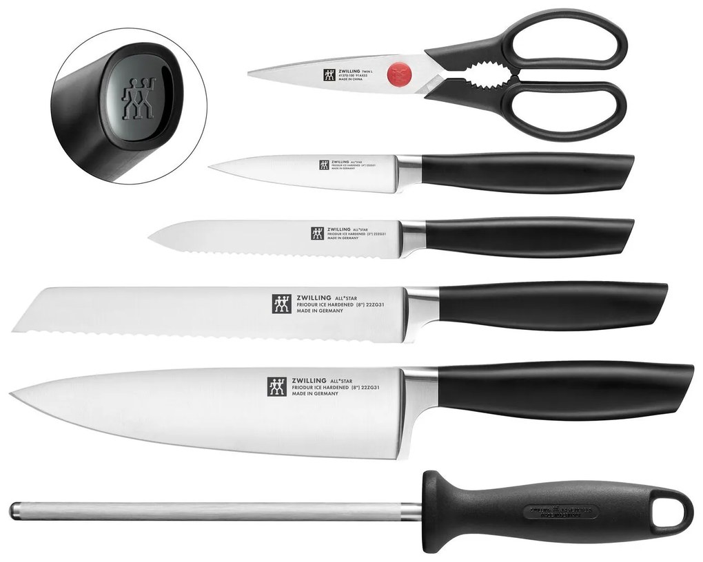 Zwilling All Star blok s noži 7 ks, černý, 33760-300