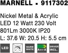 Nástěnné LED svítidlo NOVA LUCE MARNELL 12W 3000K 9117302