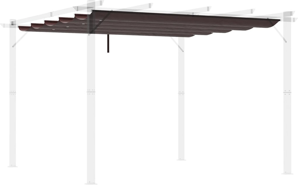 Outsunny 2,5x2,55m Pergola - Náhradní Sklopná Střecha pro Zahradní Altán s 10 Odtokovými Otvory (Hnědá) | Aosom