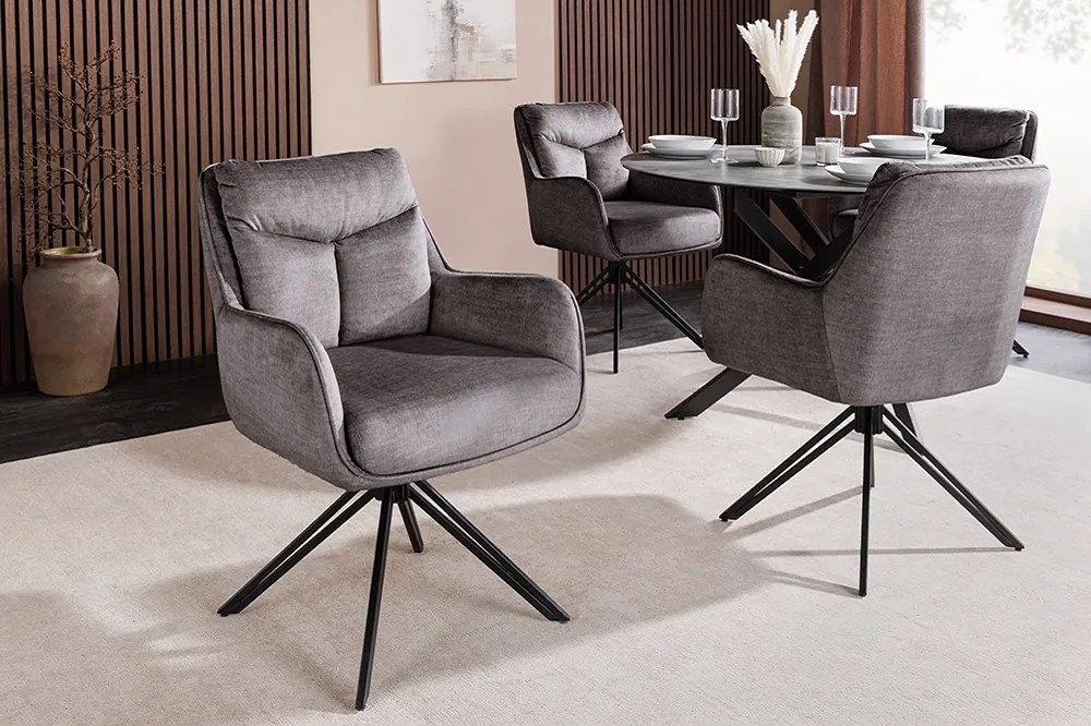 Designová otočná židle Brock šedý samet