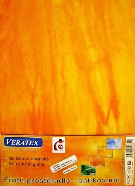 Veratex Froté prostěradlo  batika 160x200/16 cm (107-sytě žlutá bat.) 160 x 200 cm Froté