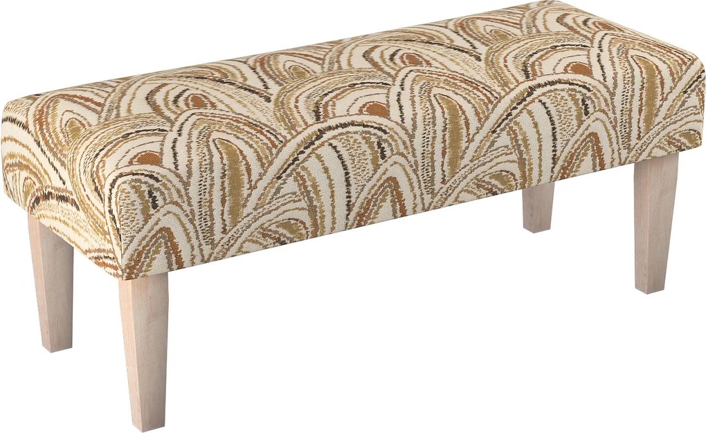 Dlouhá lavička 100x40cm barva béžová látka pletený vzor, vzorované