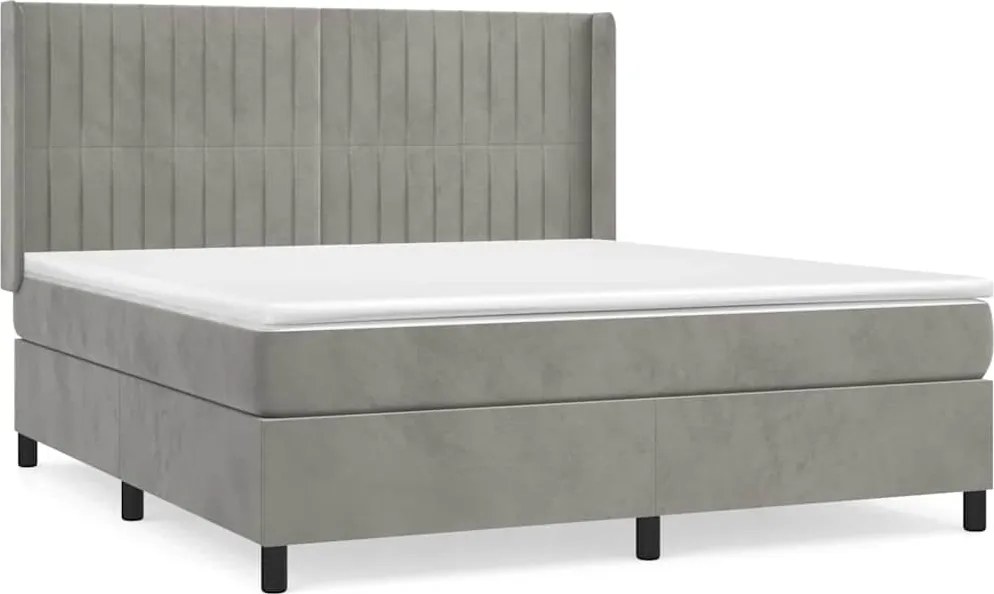 Box spring postel s matrací světle šedá 160x200 cm samet 3132807
