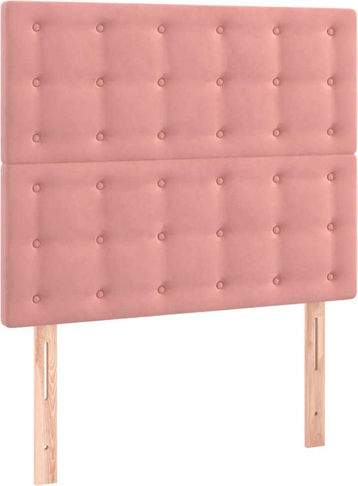 Čelo postele s LED růžové 100x5x118/128 cm samet 3122905