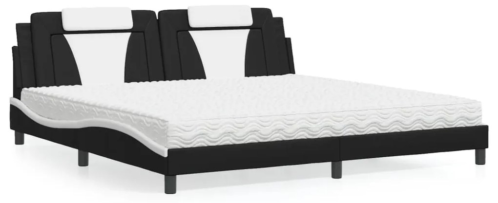 Postel Viana s matrací černá a bílá 200 x 200 cm umělá kůže 3208822
