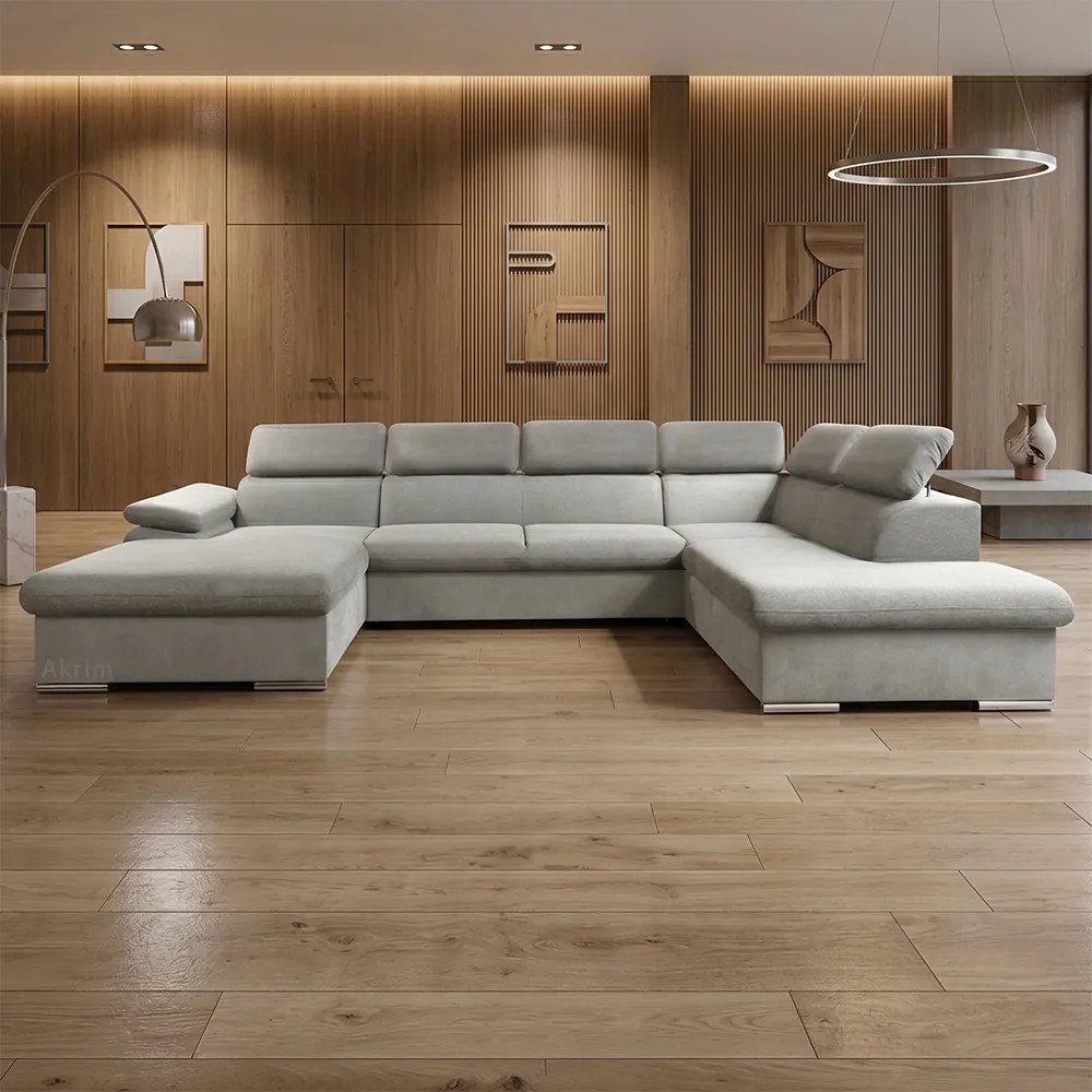 Sedací souprava COOL II | 191x343x220 cm | rozkládací + 2x úložný prostor | LEVÁ | lounge 18 světle šedá