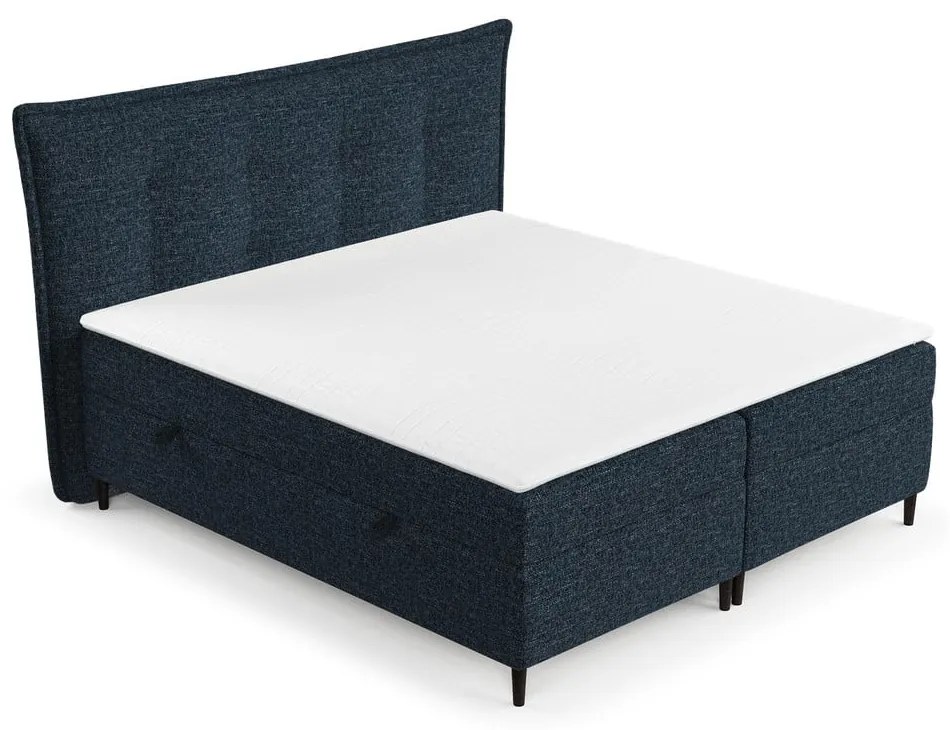 Tmavě modrá boxspring postel s úložným prostorem 200x200 cm Sinai – Maison de Rêve